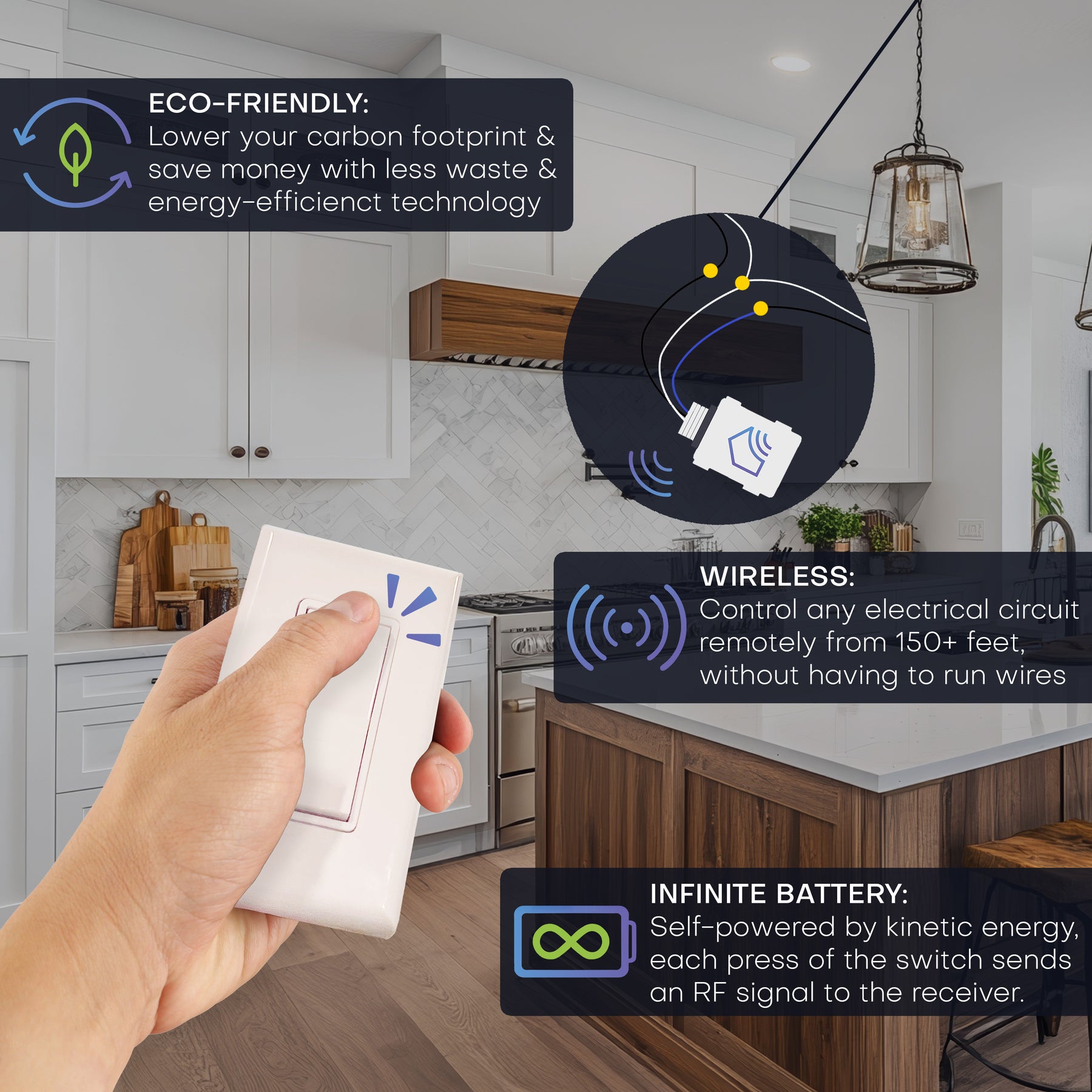 Single Pole Remote Light Switch Kit – 1 Controller, 1 Light Switch