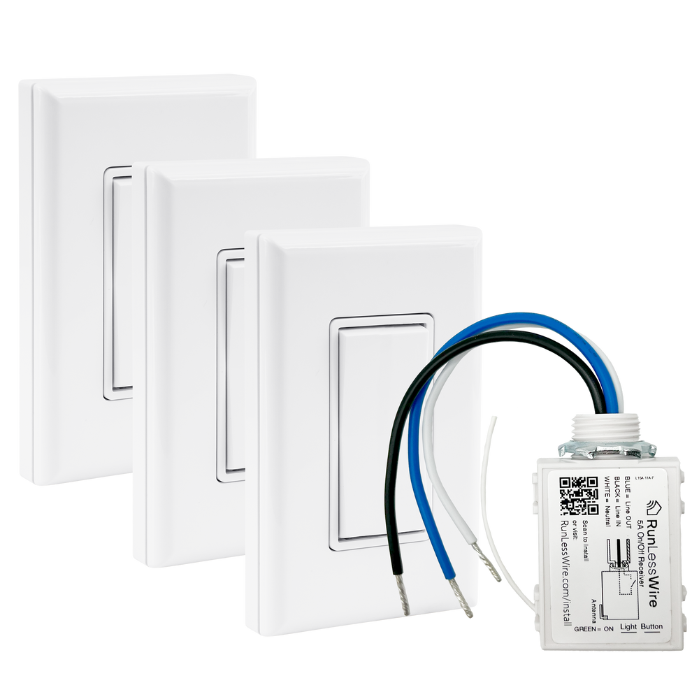 4-way Wireless Light Switch Kit – 1 Controller, 3 Light Switches
