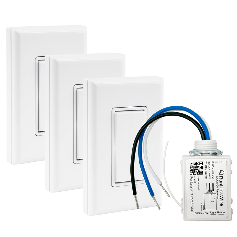 4-way Wireless Light Switch Kit – 1 Controller, 3 Light Switches