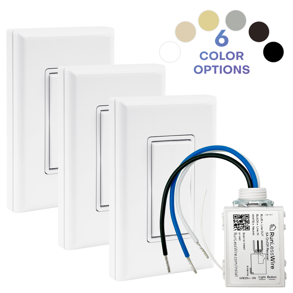 4-way Wireless Light Switch Kit – 1 Controller, 3 Light Switches
