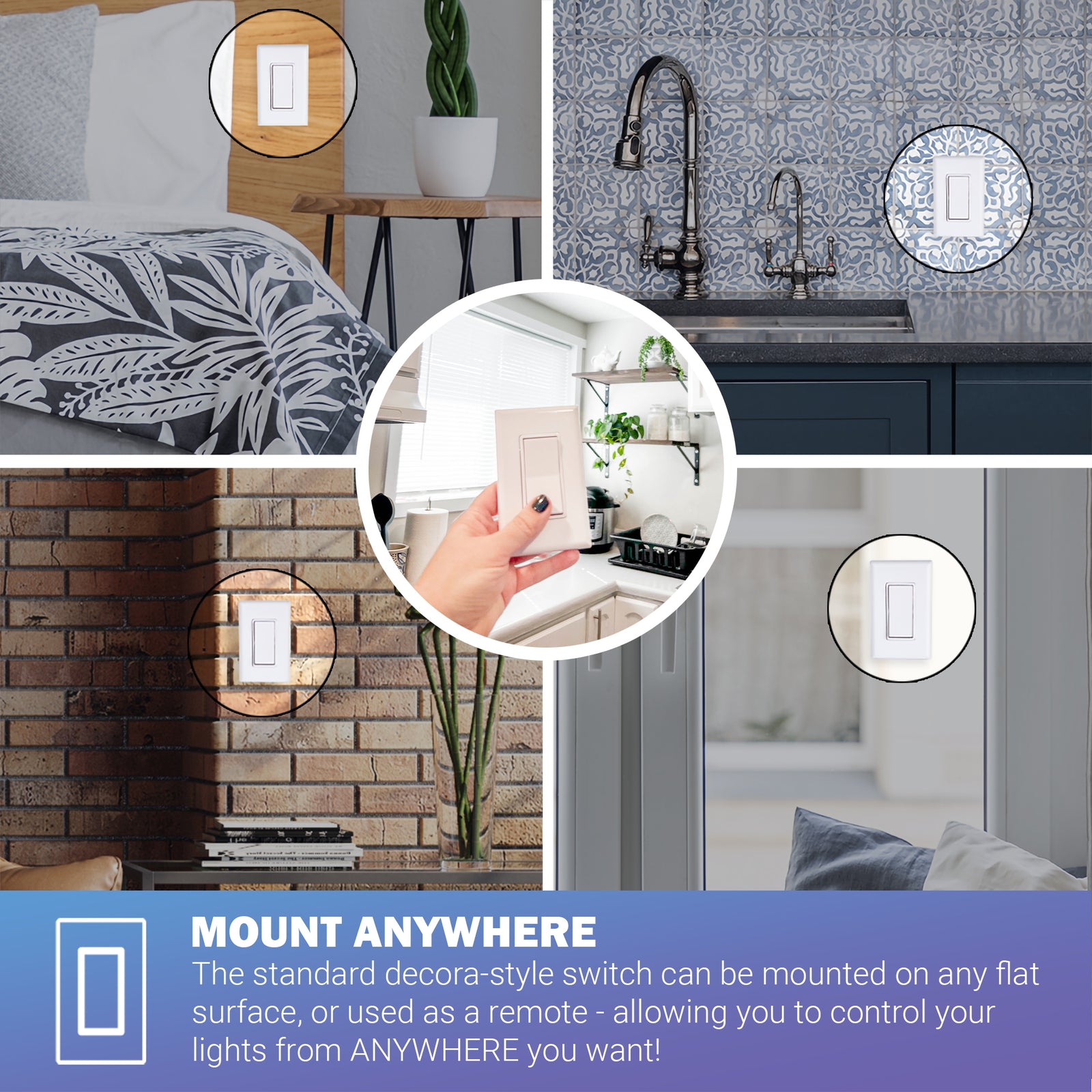 3-Way Wireless Fan & Light Switch Kit – 1 Receiver, 2 Switches