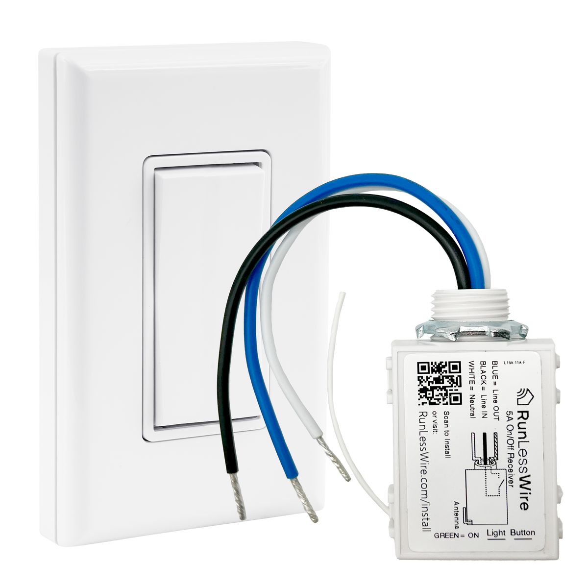 Single Pole Wireless Light Switch Kit – 1 Controller, 1 Light Switch