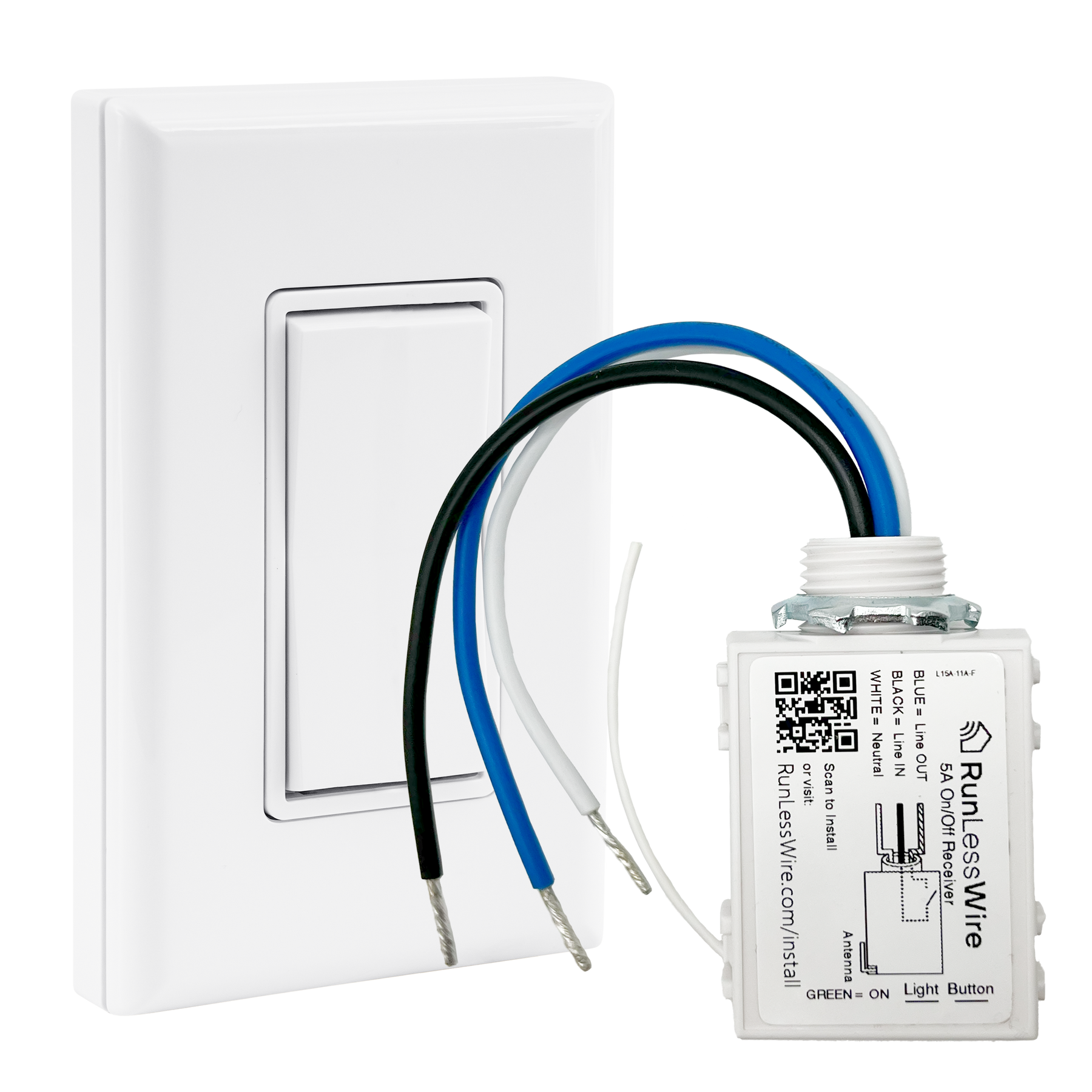 Single Pole Wireless Light Switch Kit – 1 Controller, 1 Light Switch