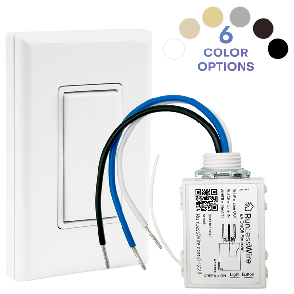 Single Pole Wireless Light Switch Kit – 1 Controller, 1 Light Switch