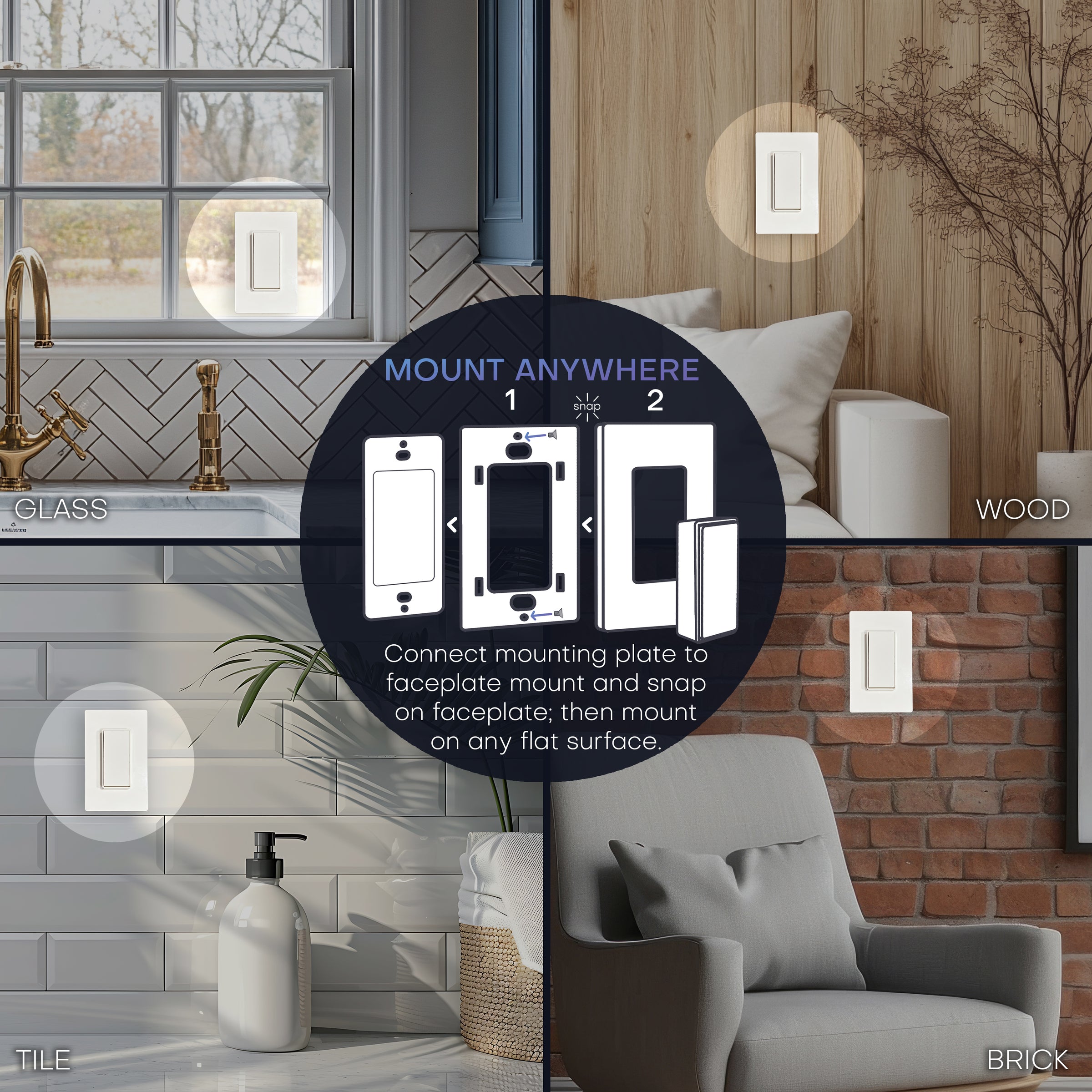 Wireless Detachable Remote Light Switch Kit - Battery-Free Self-Powered ...