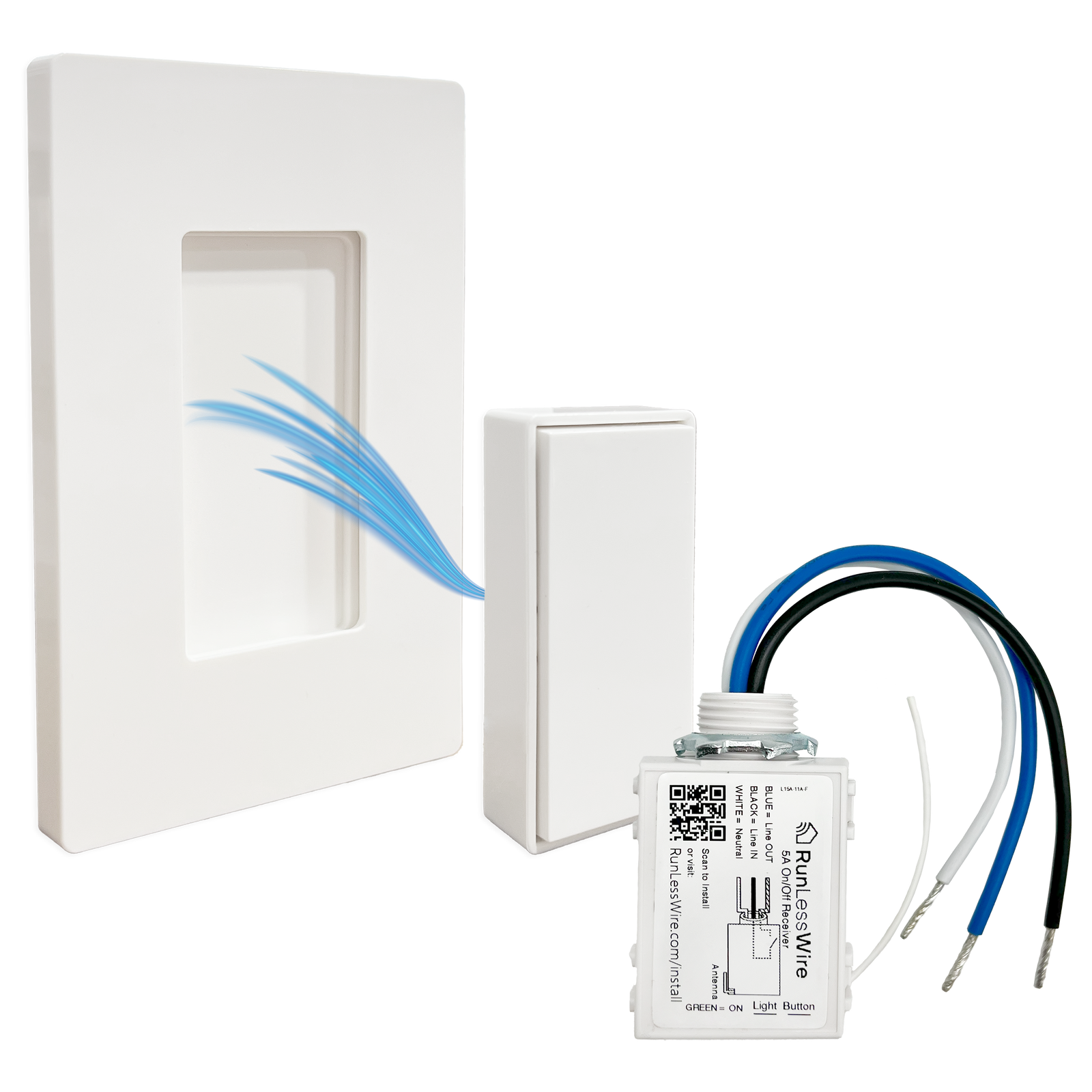 Wireless Detachable Remote Light Switch Kit - Battery-Free Self-Powered ...