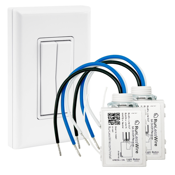 Wireless Fan & Light Switch Kit – 2 Controllers, 1 Dual Rocker Switch