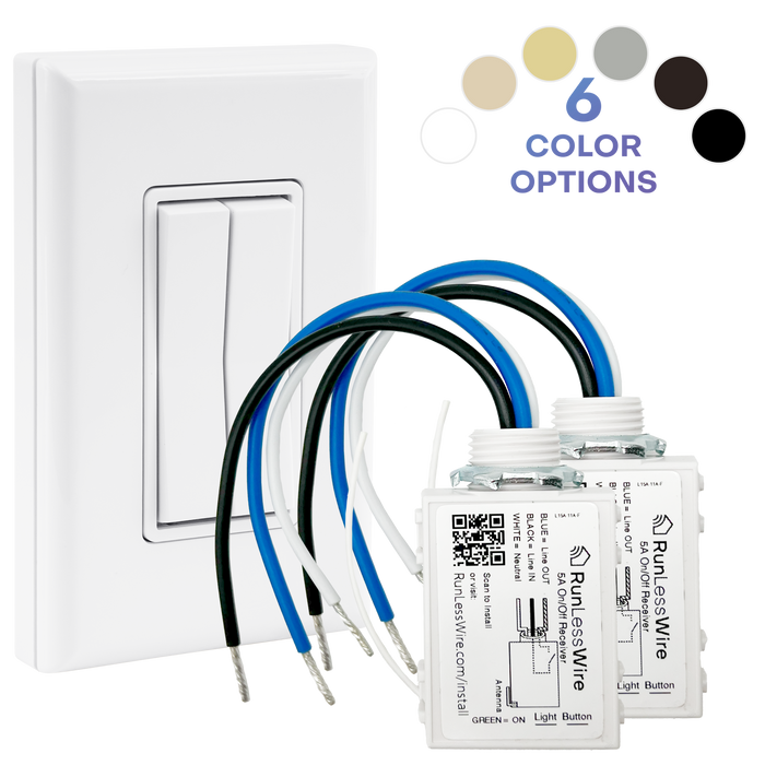 Wireless Fan & Light Switch Kit – 2 Controllers, 1 Dual Rocker Switch