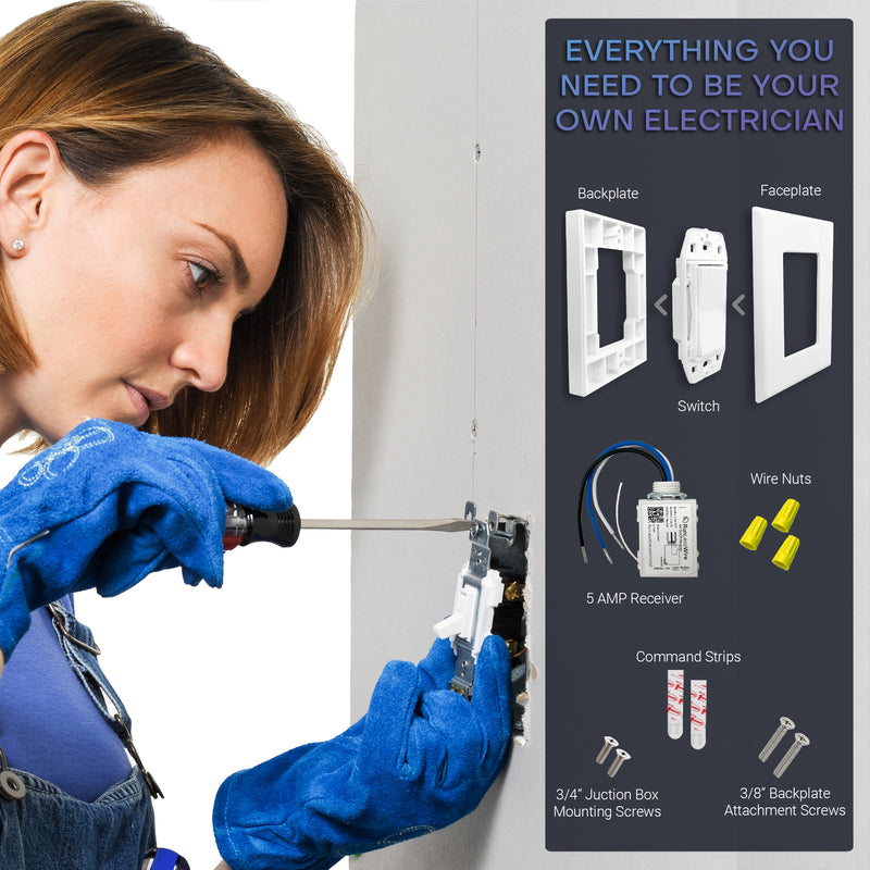 3-Way Wireless Switch Kit – 1 Receiver, 2 Switches