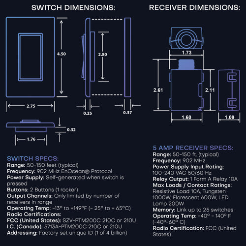 3-Way Wireless Switch Kit – 1 Receiver, 2 Switches