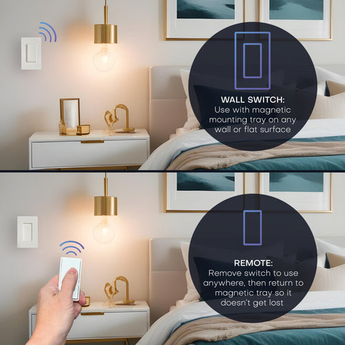 Wireless Detachable Remote Light Switch Kit - Battery-Free Self-Powered ...