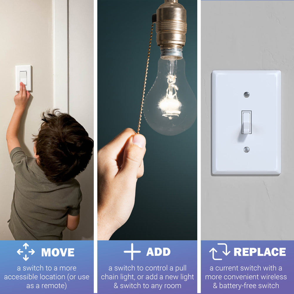 4-way Wireless Light Switch Kit – 1 Controller, 3 Light Switches