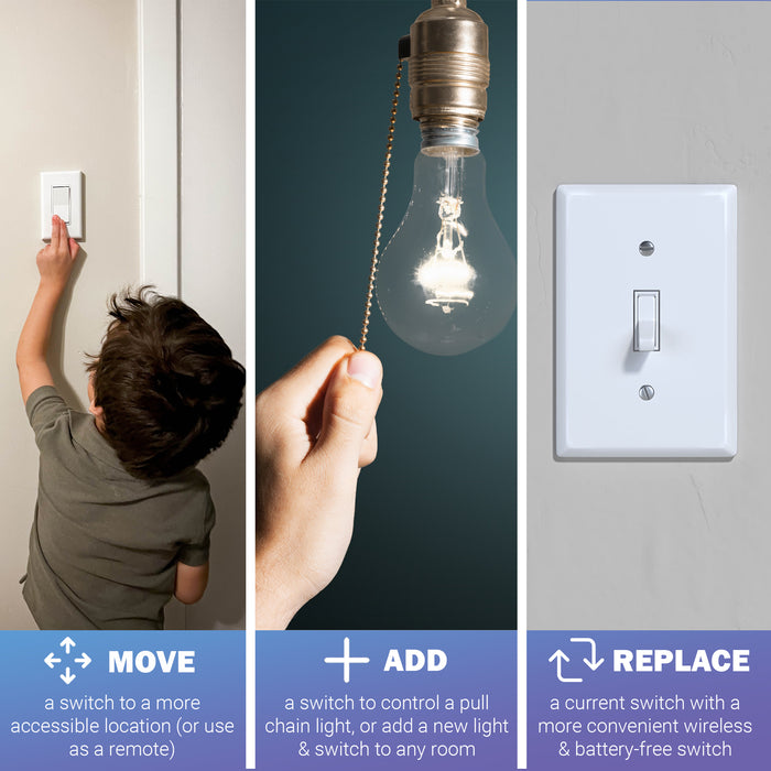 3-Way Wireless Fan & Light Switch Kit – 1 Receiver, 2 Switches