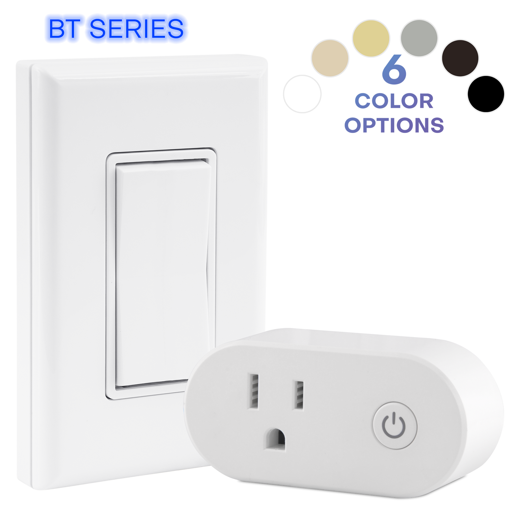 SINGLE WALL PLUG KIT: 1 BT Self-Powered Wireless Switch + 1 On-Off BT