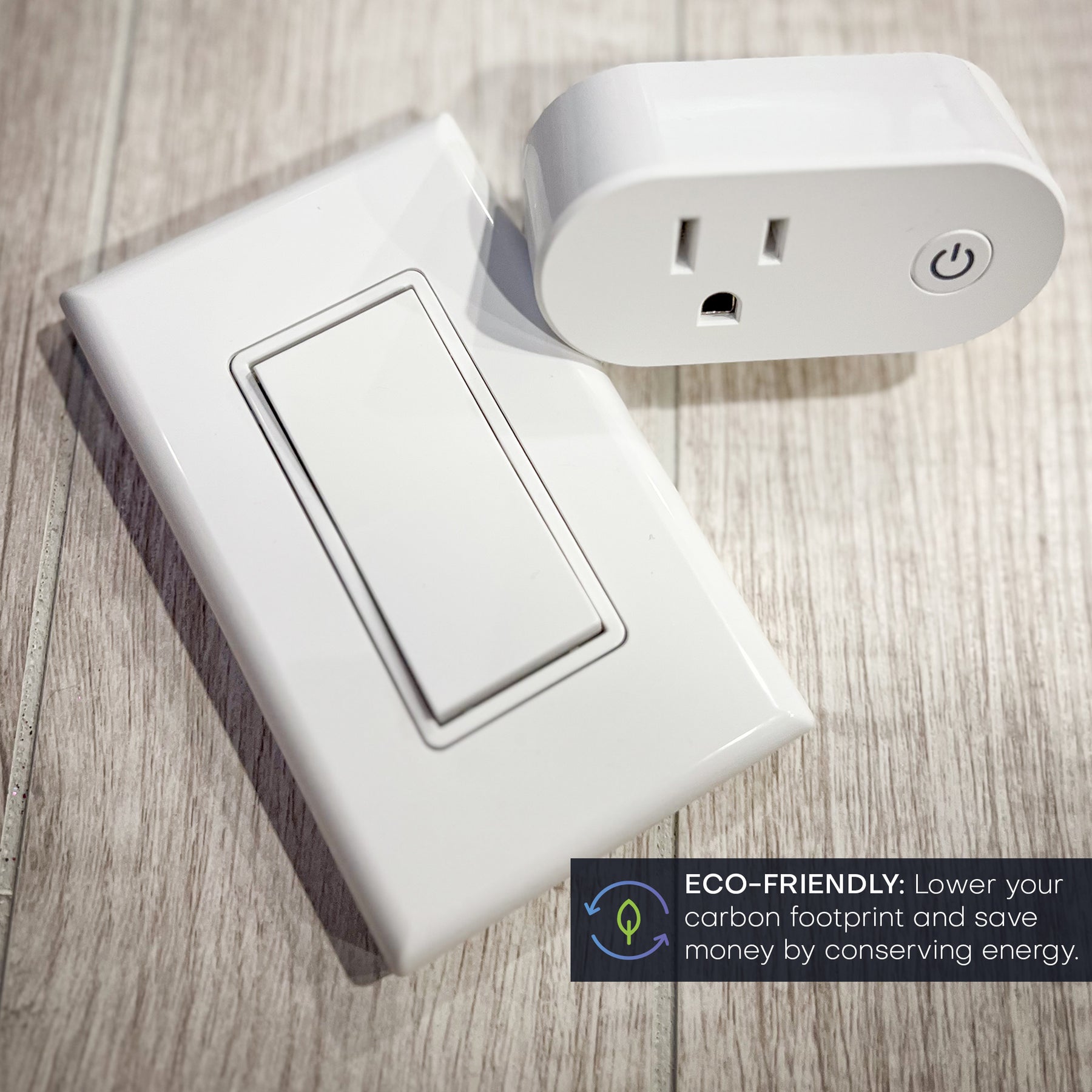 SINGLE WALL PLUG KIT: 1 BT Self-Powered Wireless Switch + 1 On-Off BT